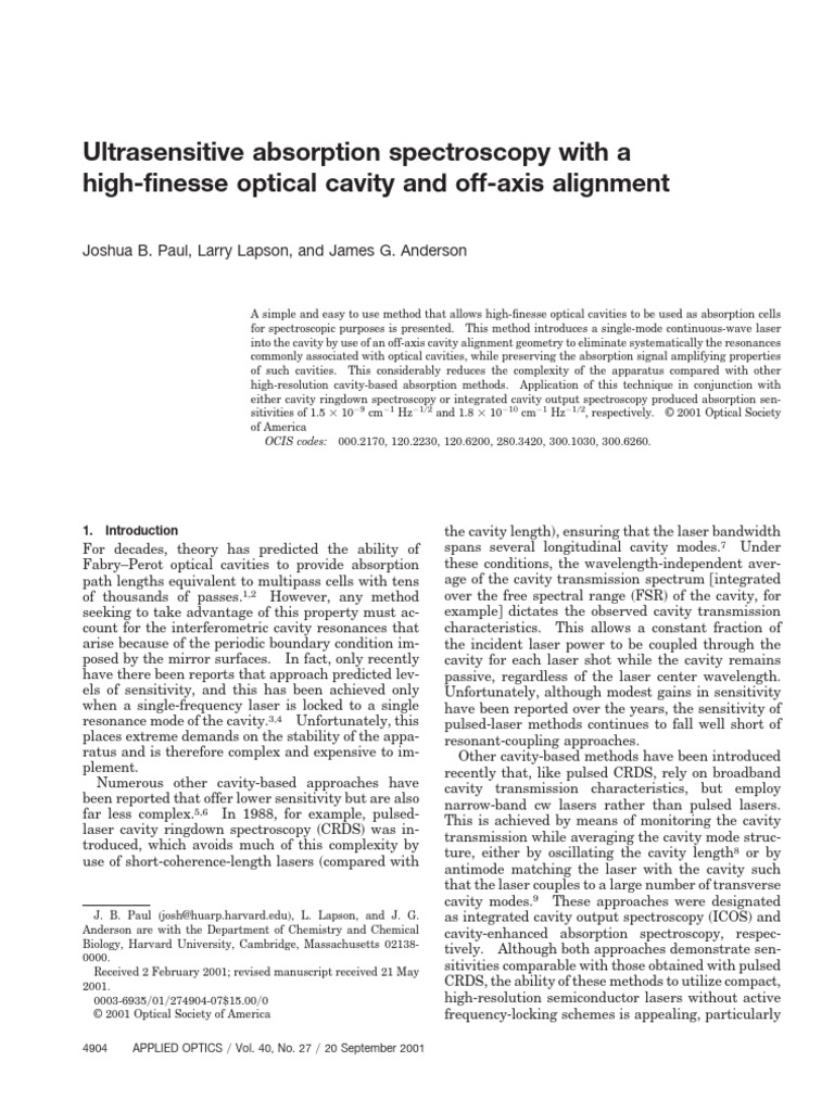 2001_Ultrasensitive Absorption Spectroscopy With a High-finesse Optical Cavity and Off-Axis ...