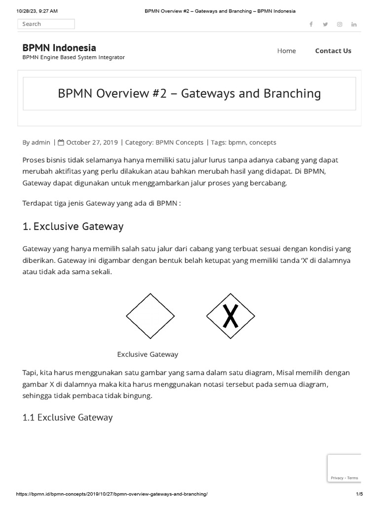 BPMN Overview #2 – Gateways and Branching – BPMN Indonesia | PDF