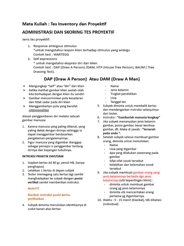 Instruksi Tes DAP dan Baum | PDF