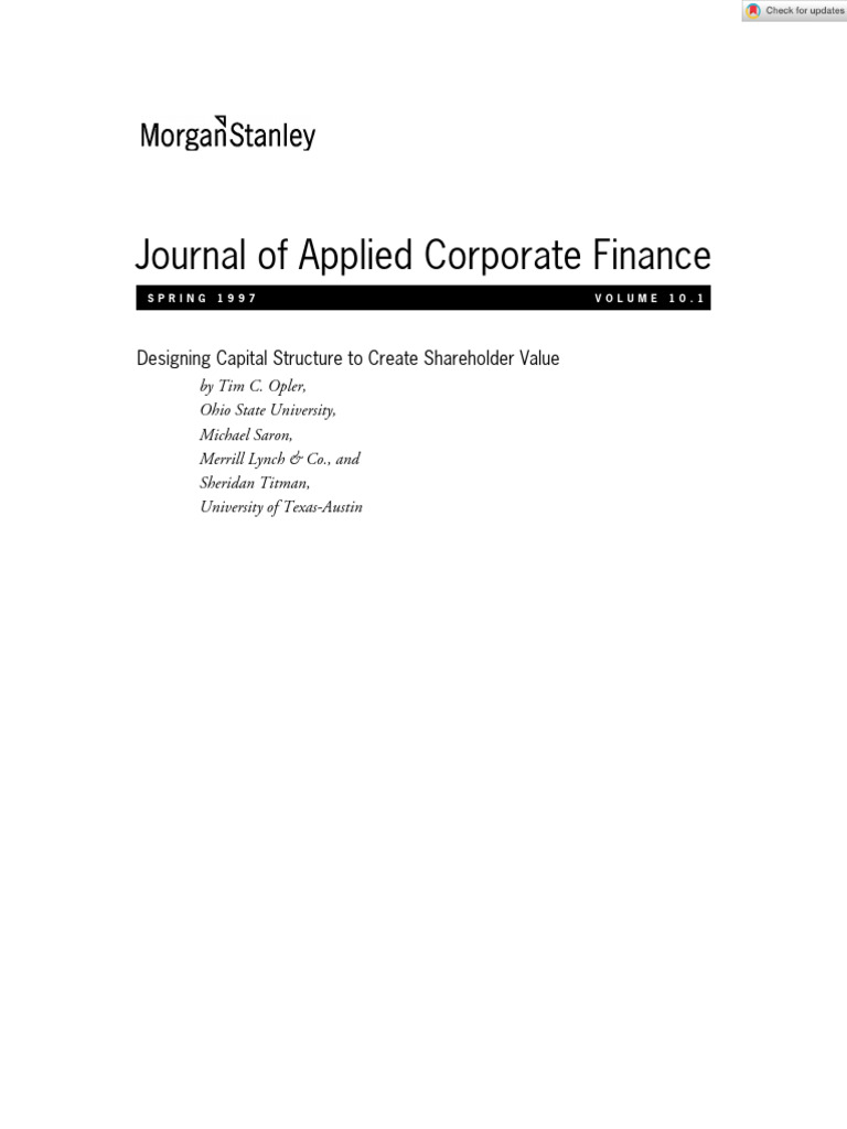 Designing Capital Structure To Create Shareholder Value | PDF | Capital ...