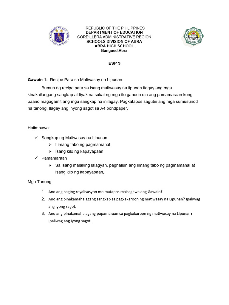 Republic of The Philippines Cordillera Administrative Region | PDF