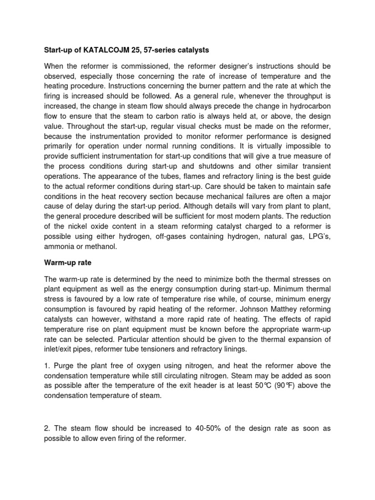 Primary Reformer Start-Up Guidelines | PDF | Hydrogen | Carbon Dioxide