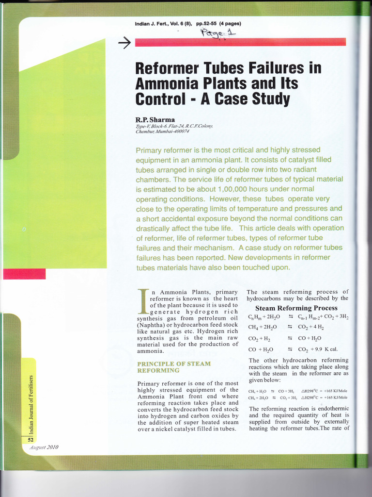 REFORMER-TUBE-FAILURES-RCF | PDF | Chemical Reactions | Materials