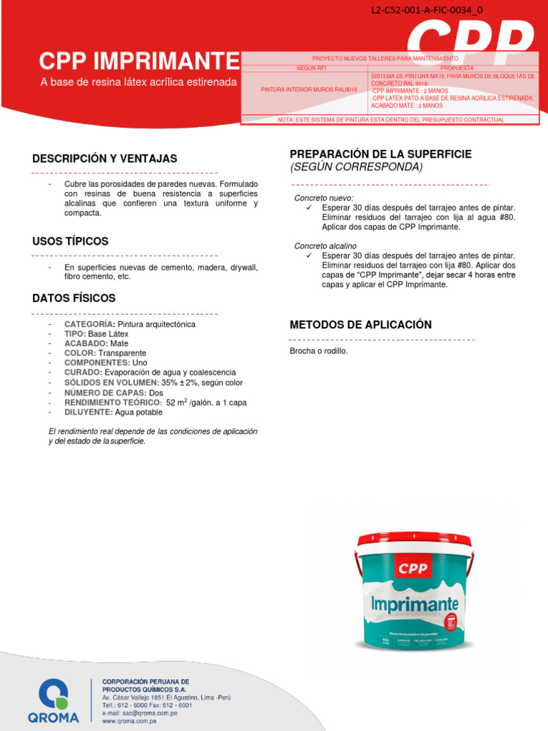 CPP Imprimante: A Base de Resina Látex Acrílica Estirenada | Descargar gratis PDF | Pintar ...