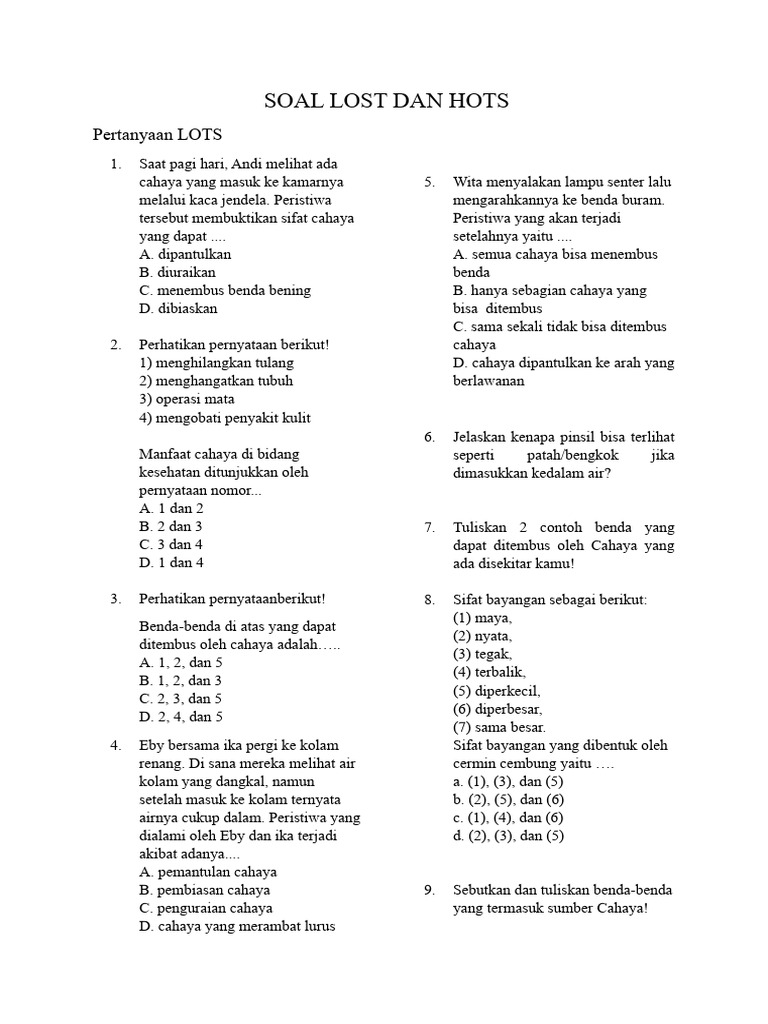 SOAL LOST DAN HOTS Nisa Puspita | PDF