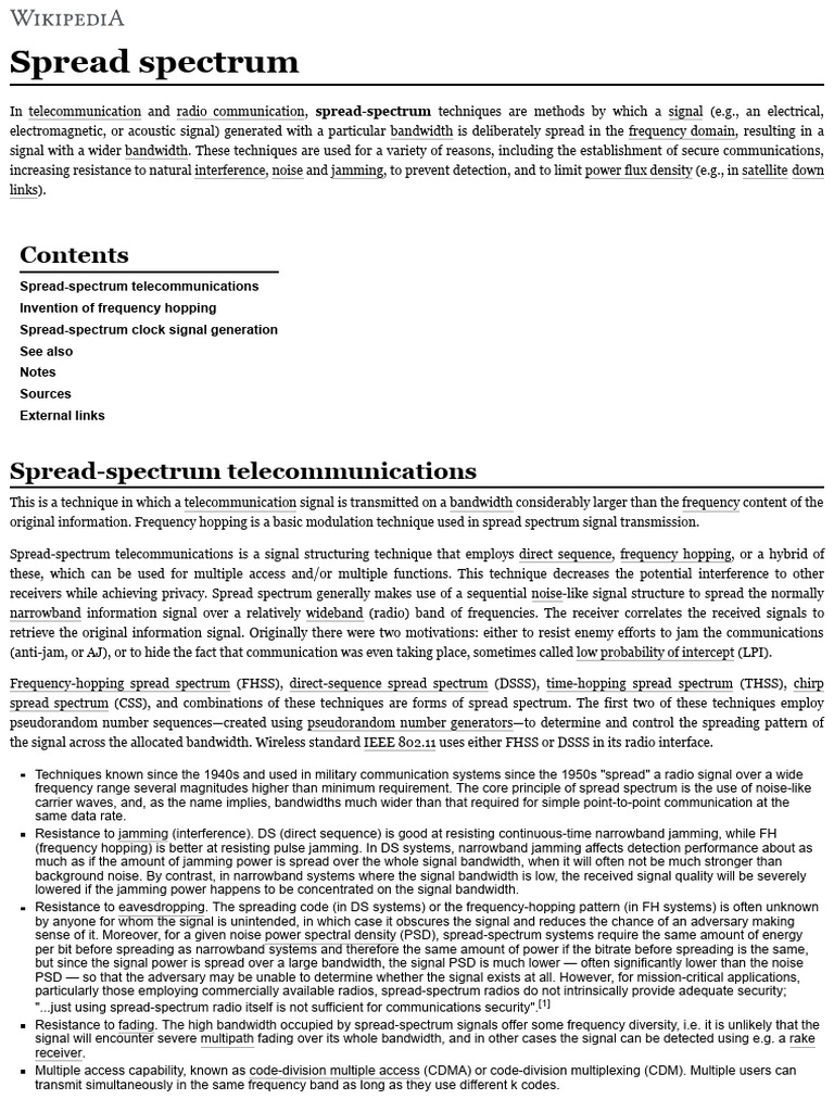Understanding Spread Spectrum Techniques | PDF | Electronics | Sound ...