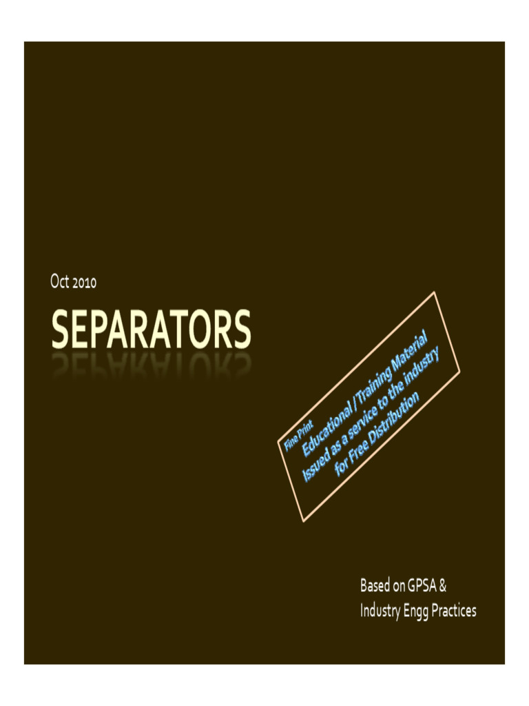 Share Separator Basics | PDF | Liquids | Applied And Interdisciplinary ...