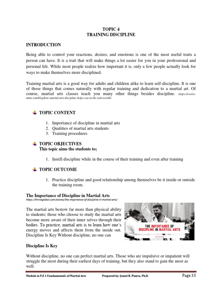 Topic 4 Training Discipline | PDF | Disciplines | Cognition