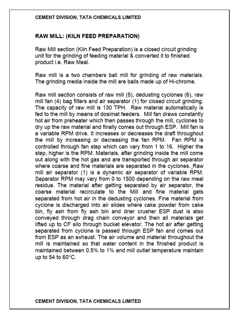 CH 5 Raw Mill | PDF | Mill (Grinding) | Cement