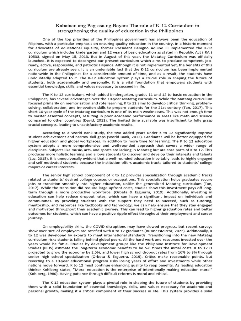 Group 2 Position Paper | PDF | Curriculum