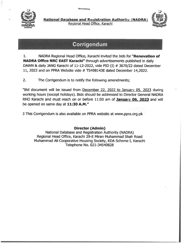 Nada Renovation Tender | PDF