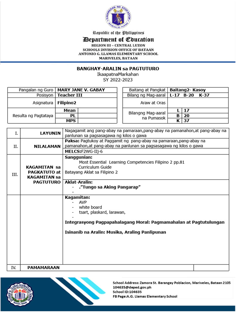 Gabay Daily Lesson Plan 4th Grading | PDF