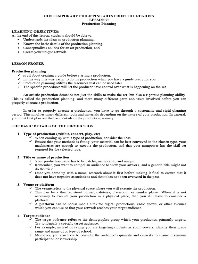CPAR Lesson 9 | PDF | Goal | Target Audience