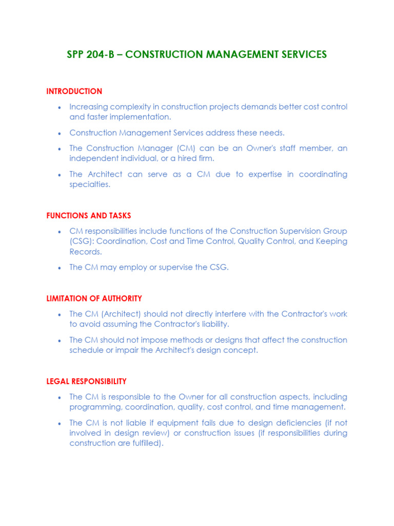 SPP 204 B Construction Management Services | PDF