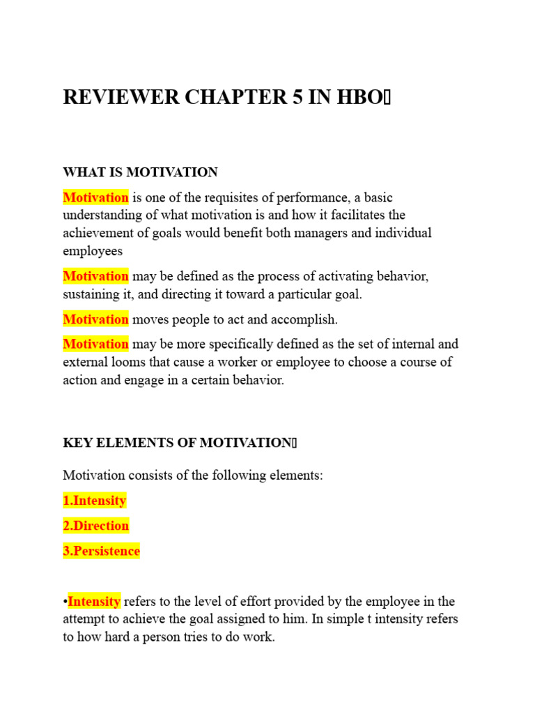 Chapter 5 in HBO Reviewer | Download Free PDF | Motivational | Motivation