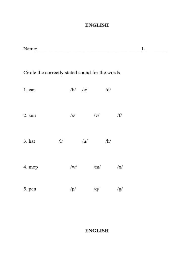 ENGLISHActivity Sheets | PDF