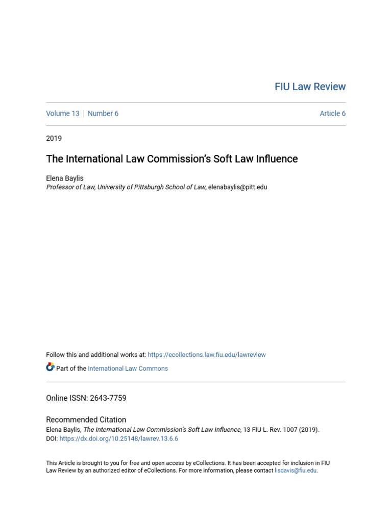 ILC's Influence on Soft Law Dynamics | PDF | International Law | Treaty