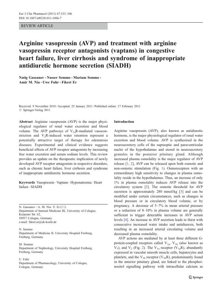 Arginine Vasopressin (AVP) and Treatment With Arginine | PDF | Heart Failure | Organ (Anatomy)