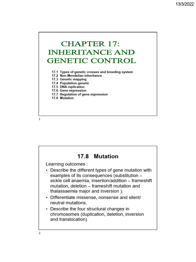 Mutation Gene Mutation Notes Pdf Point Mutation Mutation