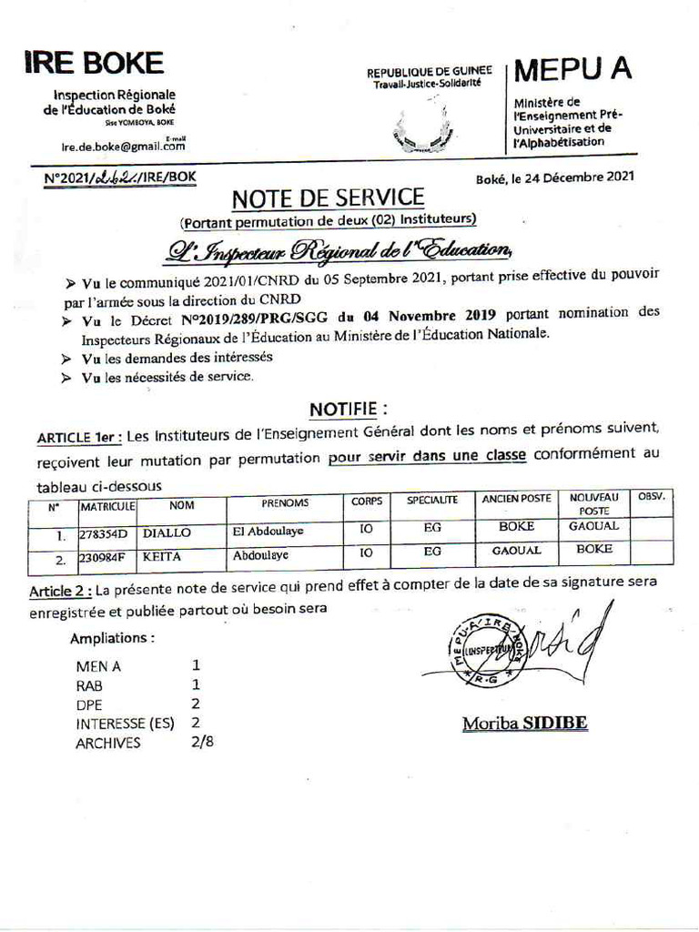 Attestation de Service | PDF