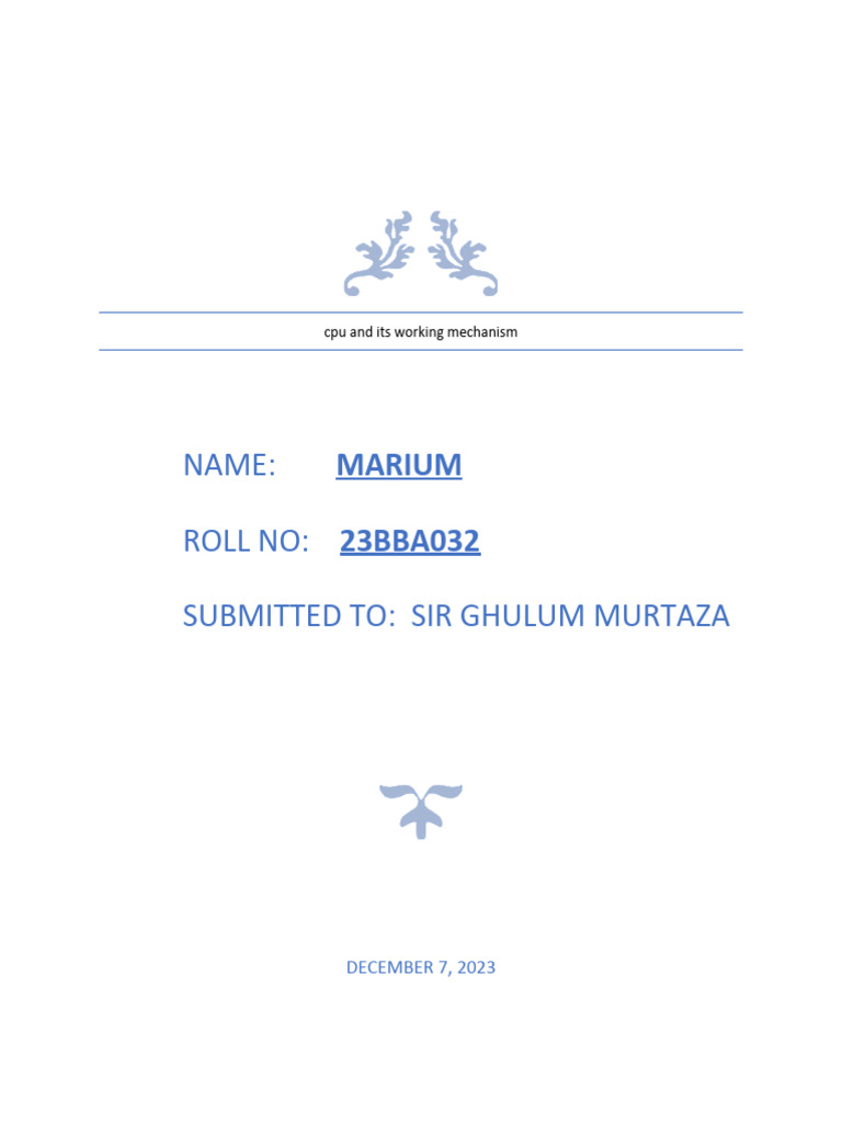 Cpu And Its Working Mechanism Pdf Central Processing Unit