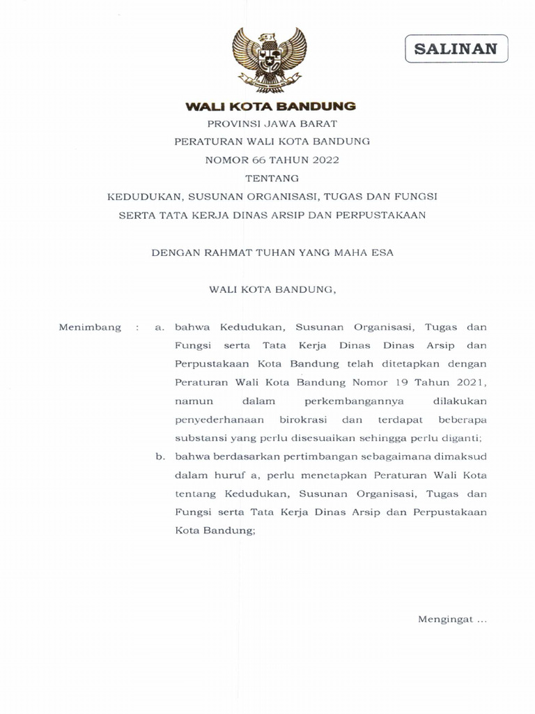 Perwal 66 2022 SOTK DISARPUS | PDF