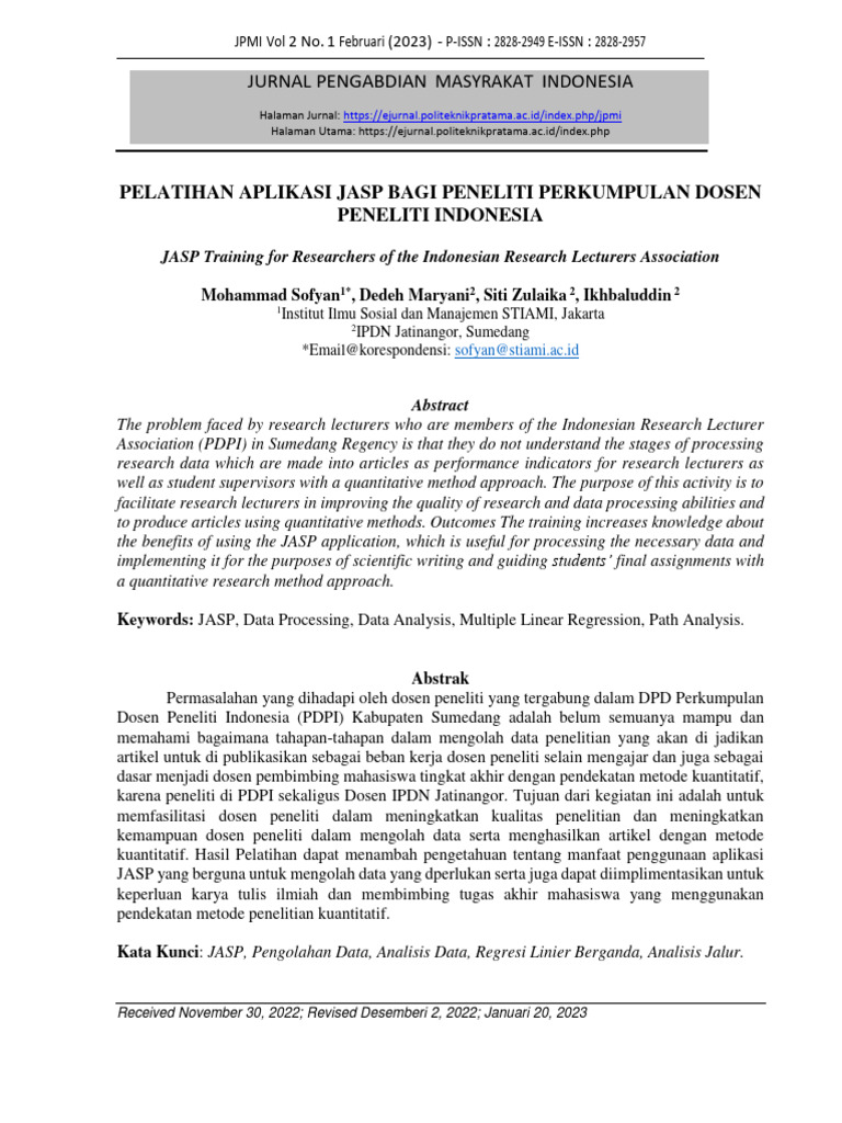 JPMI PELATIHAN+APLIKASI+JASP+BAGI+hal+89-96 | PDF | Komputer