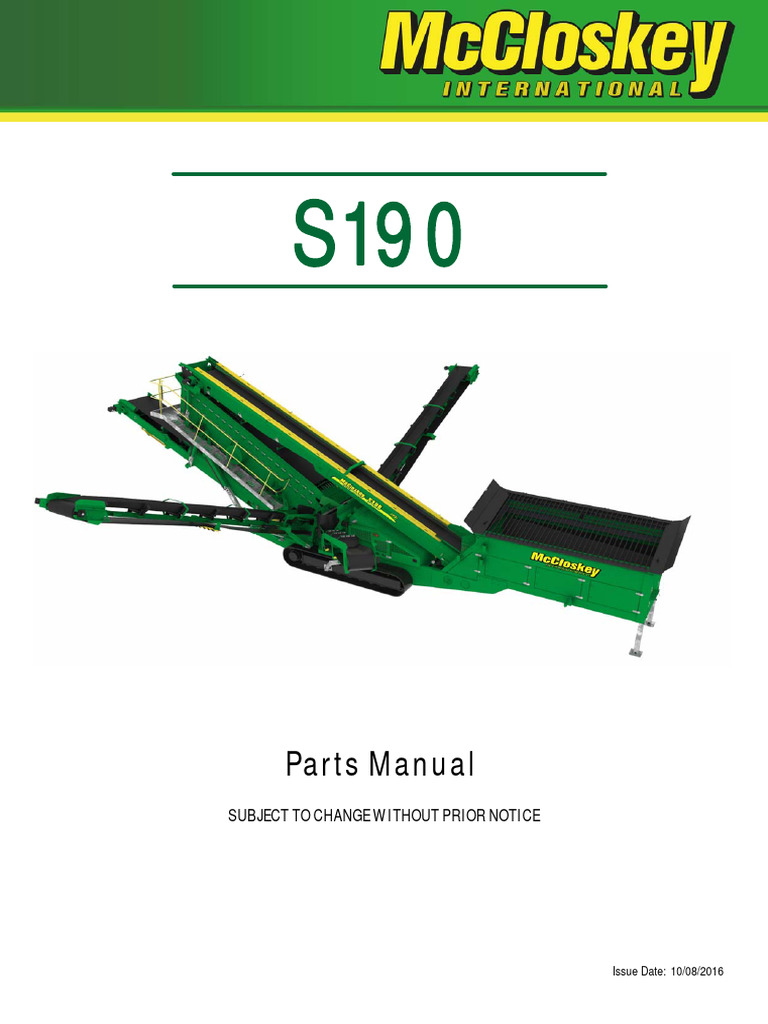 McCloskey S190 Parts Manual | PDF | Axle | Valve
