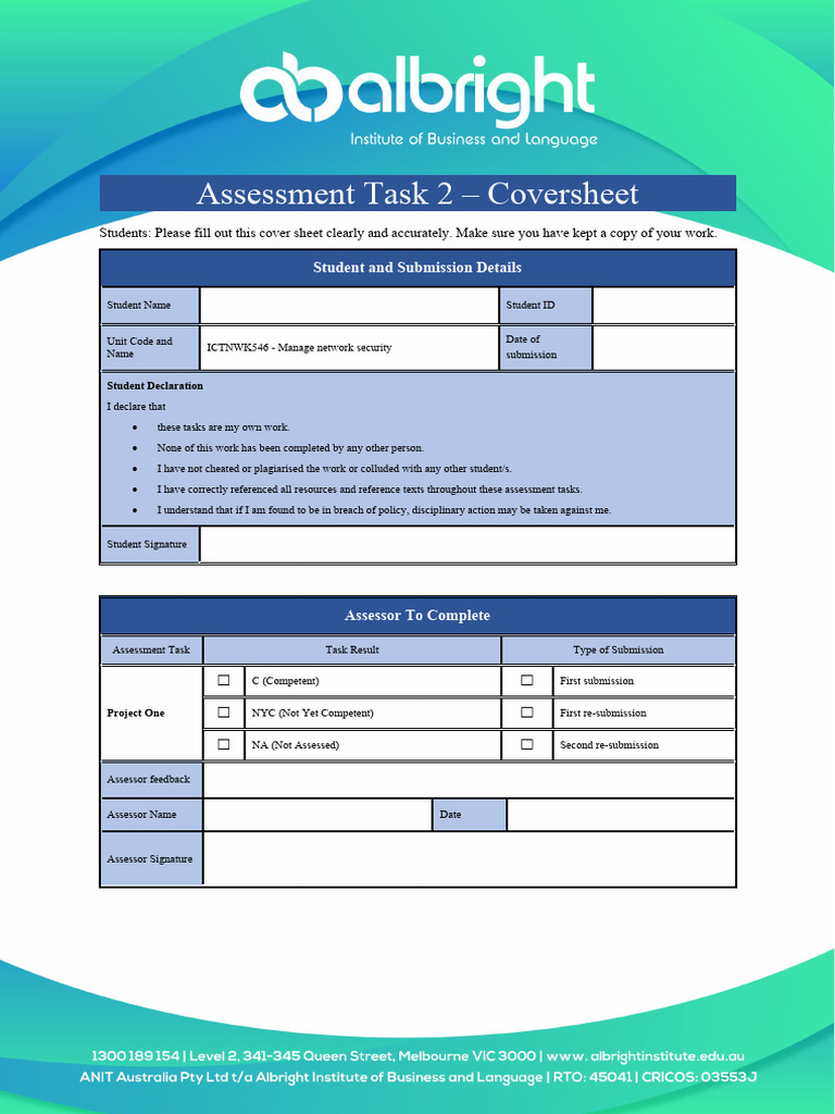 Ictnwk546 Assessment 2 (Word Version) Ictnwk546 Student Assessment 2 ...