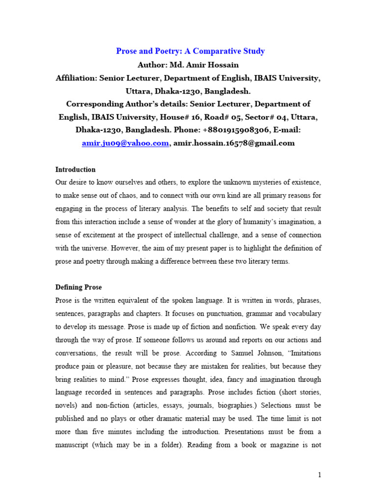 Prose vs. Poetry: Key Differences Explained | PDF | Poetry