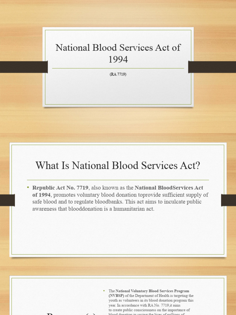 National Blood Services Act of 1994 | PDF | Blood Donation | Blood Transfusion