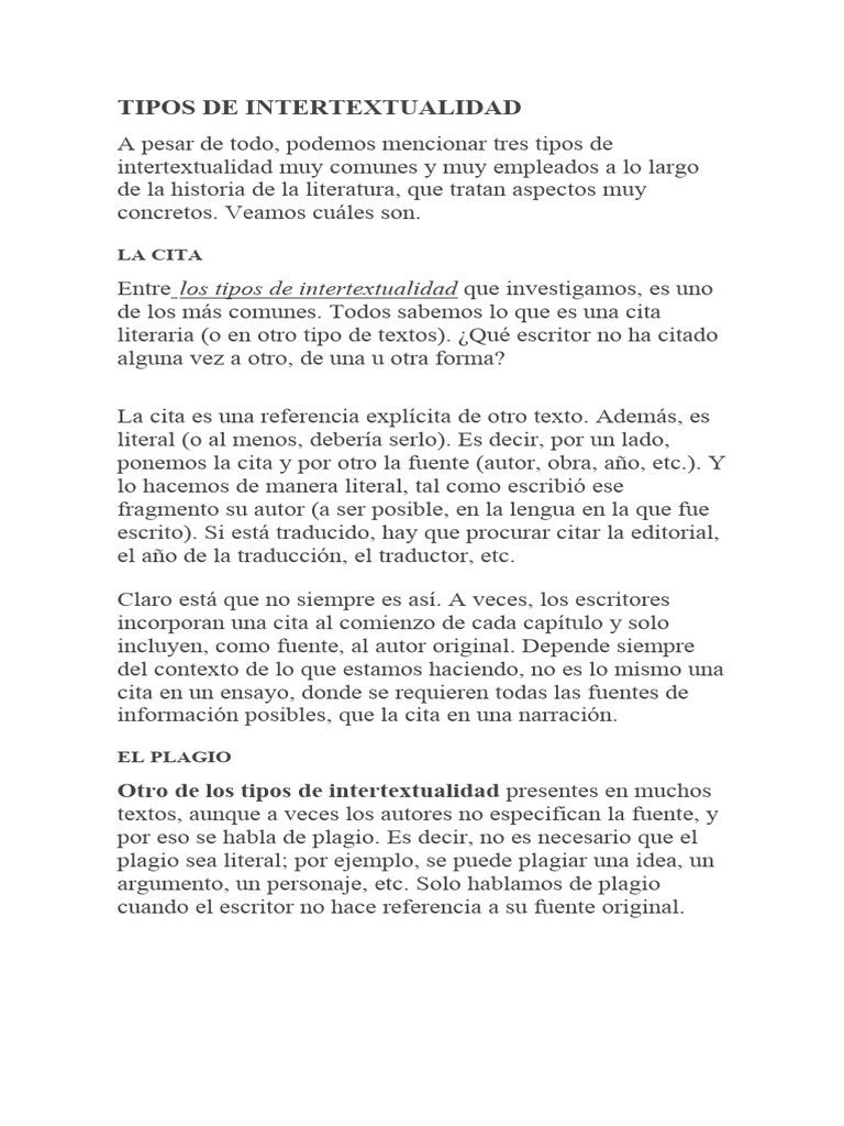 Intertextualidad 2. | PDF | Intertextualidad | Escritura