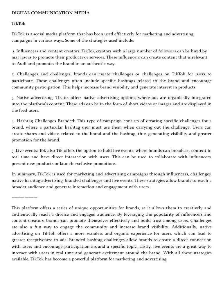 Tik Tok Pdf Advertising Brand