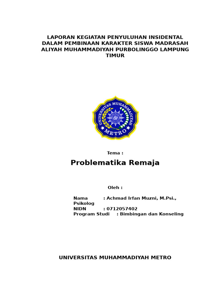 Problematika Remaja | PDF | Pengembangan Diri | Gaya Hidup