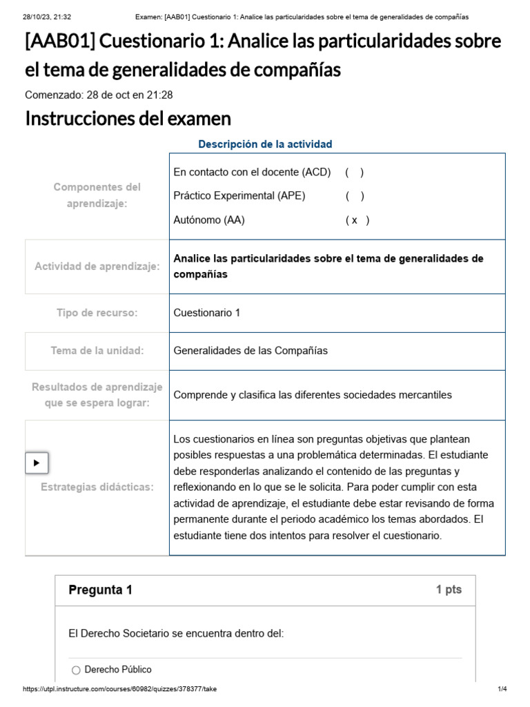 Examen_ [AAB01] Cuestionario 1_ Analice las particularidades sobre el tema de generalidades de ...
