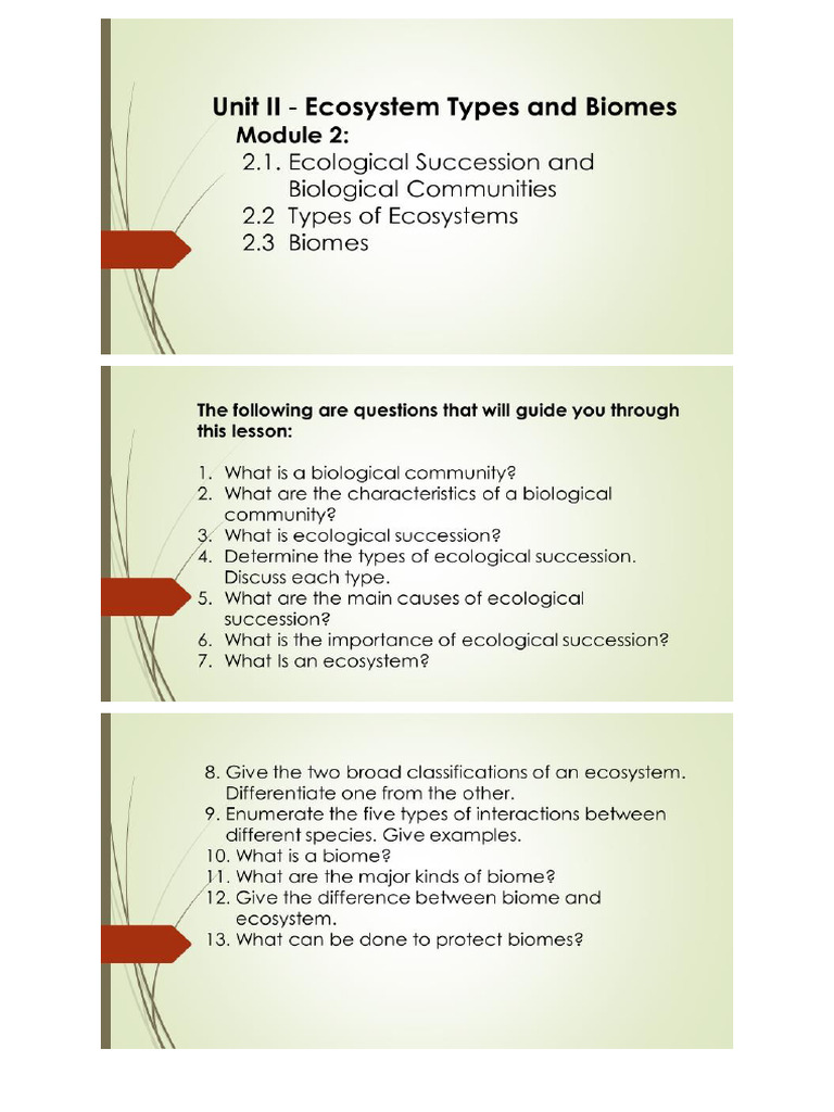 Unit II - Ecosystem Types and Biomes | PDF