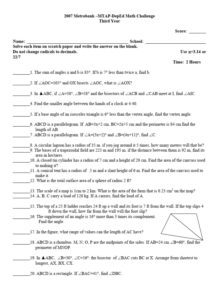 Reviewer Sa Math Ni Padpad | PDF | Area | Geometric Shapes