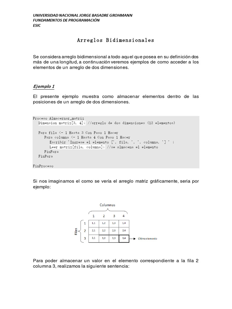 Arreglos Bidimensionales | PDF | Matemáticas | Programación de computadoras