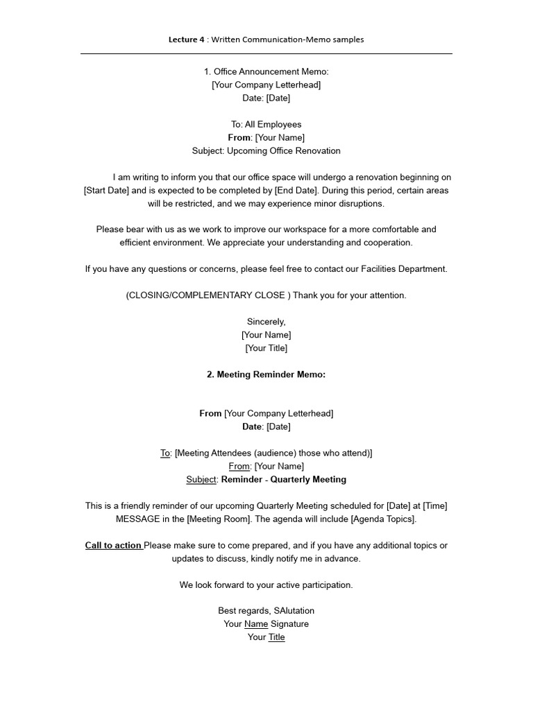 Memo Samples | PDF | Human Communication | Communication