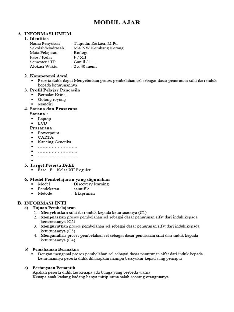 3 Form Latihan Modul Ajar | PDF
