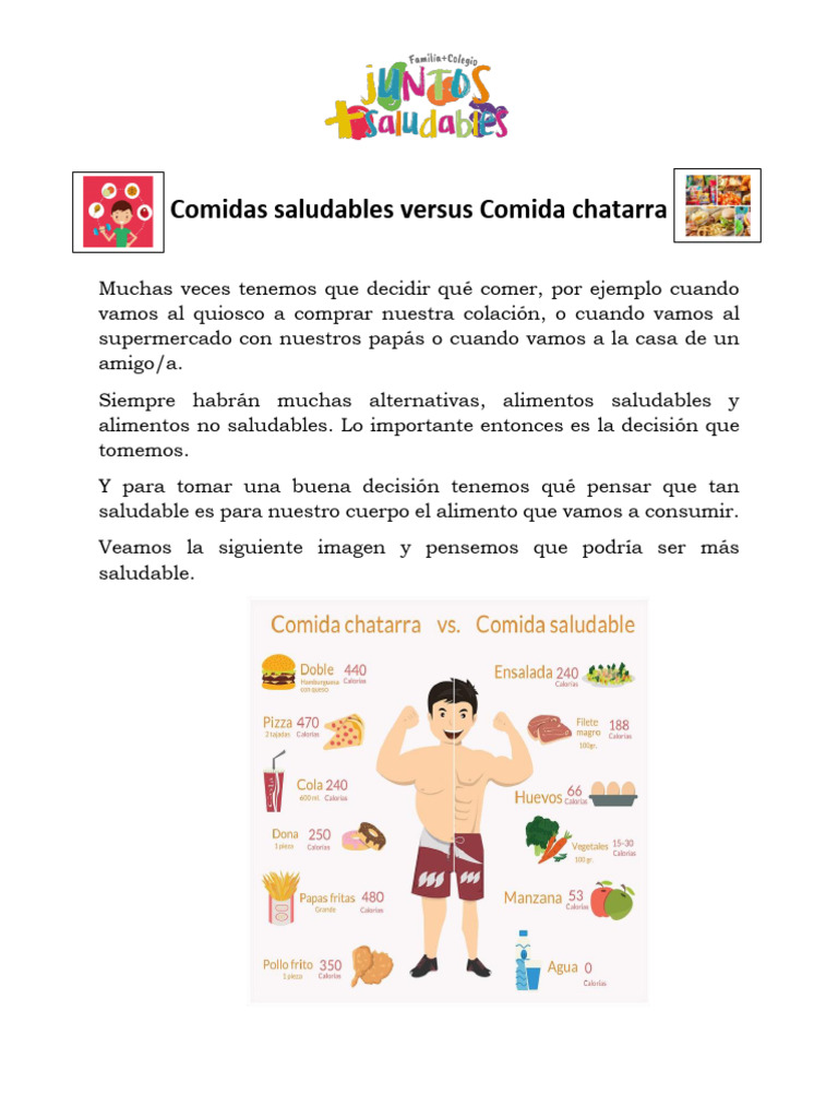5basico Comida Chatarra Versus Comida Saludable | PDF