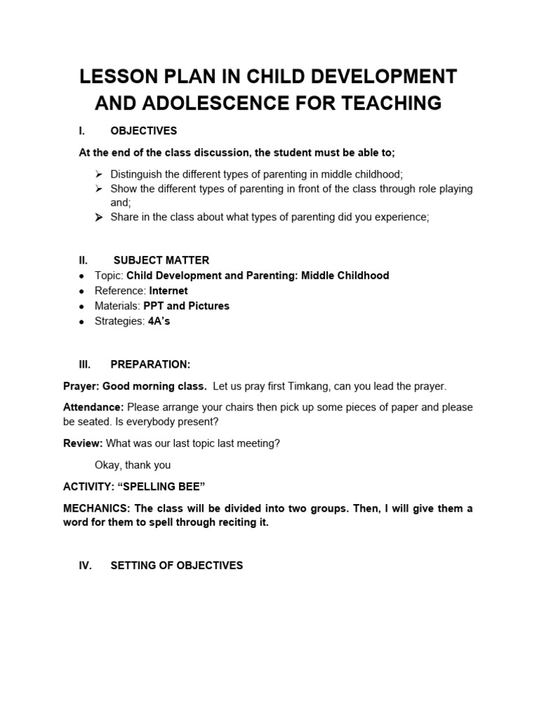 Child Ado Lesson Plan | Download Free PDF | Parenting | Adolescence