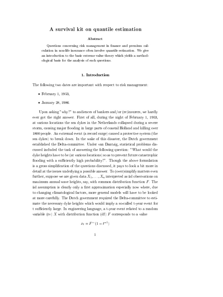 Risk Management and Quantile Estimation | PDF | Value At Risk | Probability