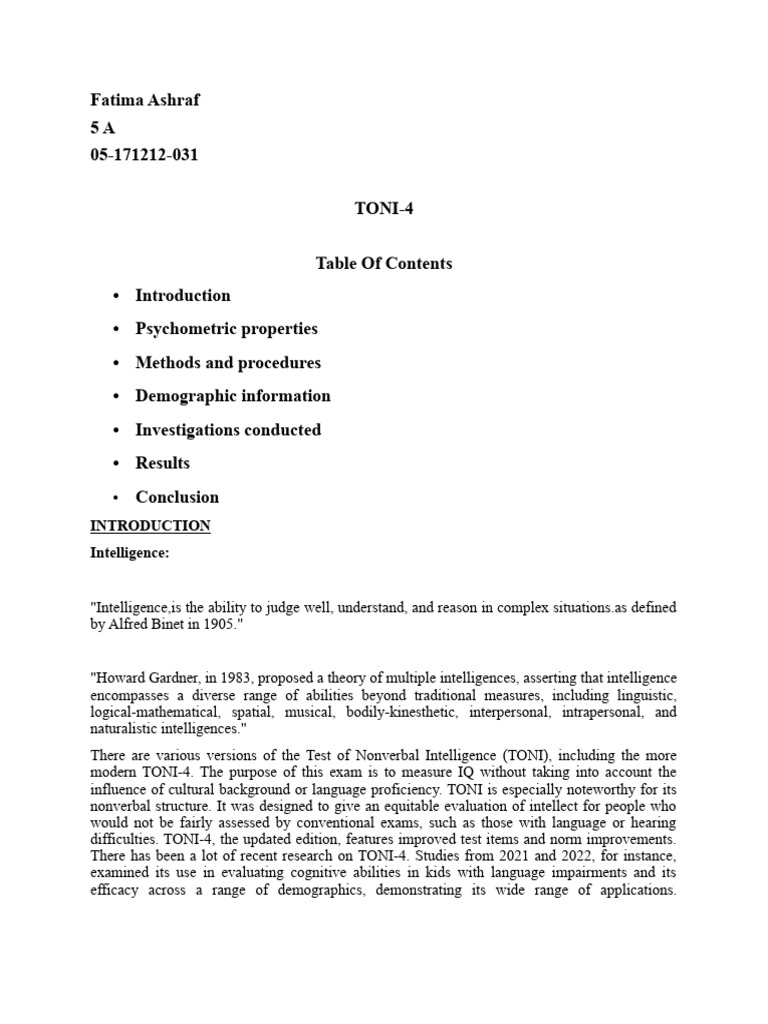 Report Toni | Download Free PDF | Psychometrics | Validity (Statistics)