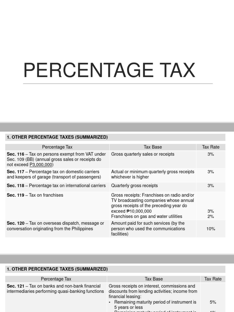 Percentage Tax | PDF | Stocks | Taxes