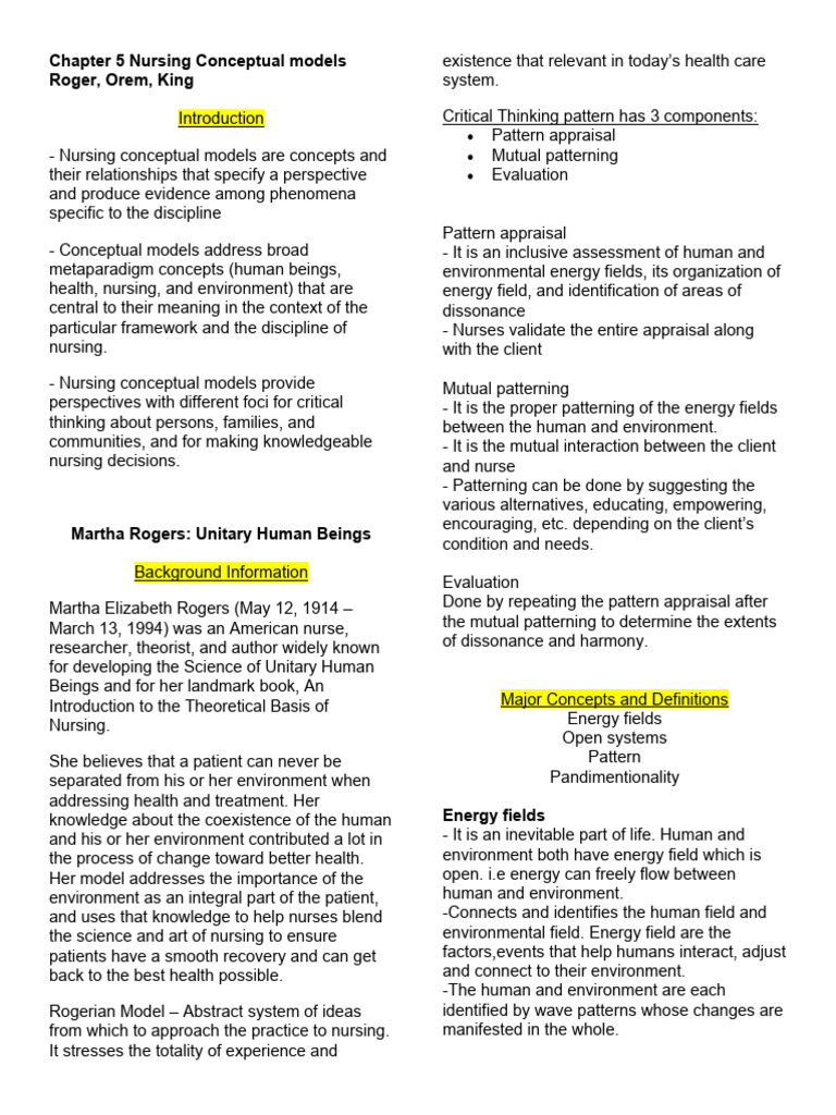 Chapter 5 TFN Nursing Conceptual Models Roger | Download Free PDF | Nursing | System