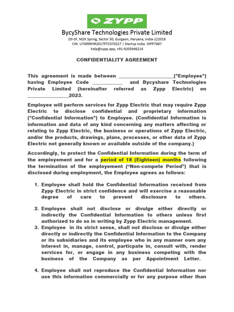 Standard Confidentiality Agreement | PDF | Employment | Confidentiality