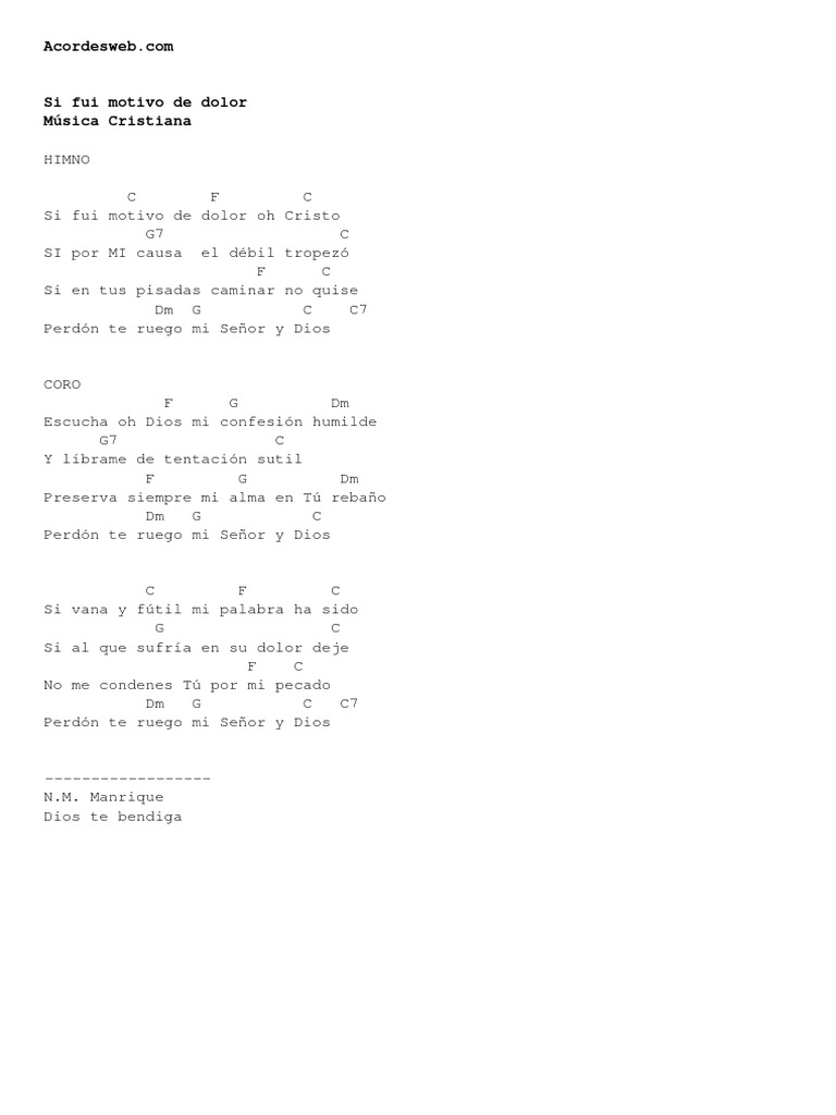 Si Fui Motivo de Dolor Msica Cristiana Acordesweb Com | PDF