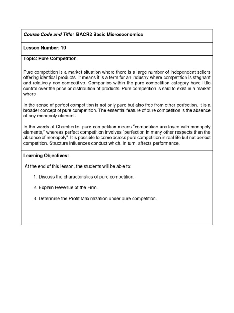 ME Module 10 Pure Competition | PDF | Demand | Demand Curve