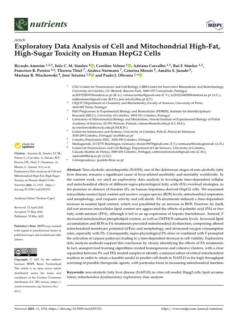 Amorim, Et Al., 2021, OCR Mitochondria HepG2 | PDF | Cirrhosis | Chemistry